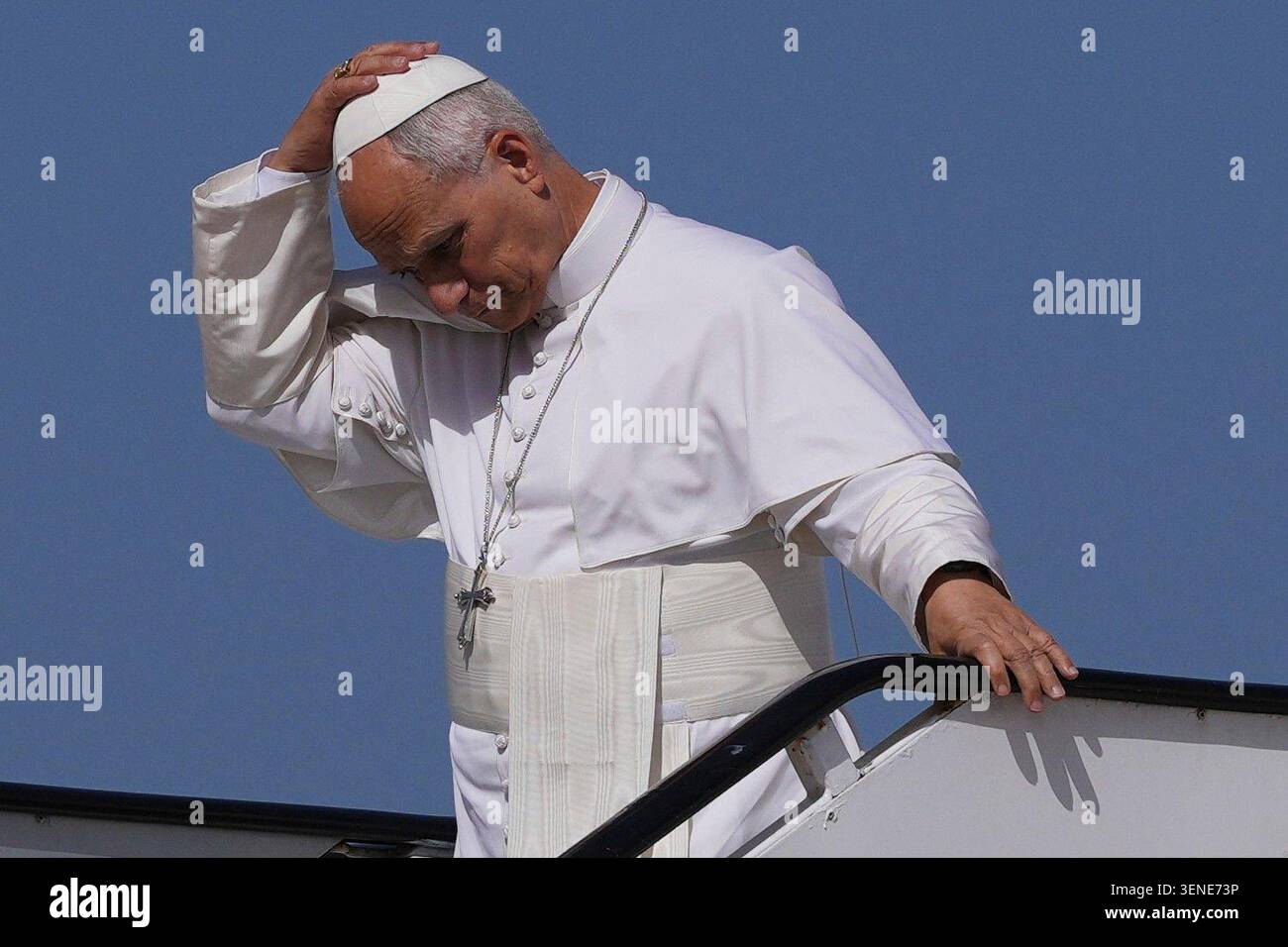 Pope Leo XIV arrives at the Gran Canaria Gando airbase, in Gando, Gran ...