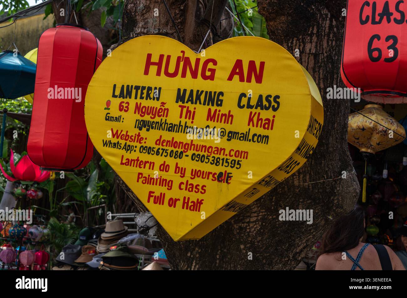 A heart-shaped notice to visitors to try their hand at making and ...