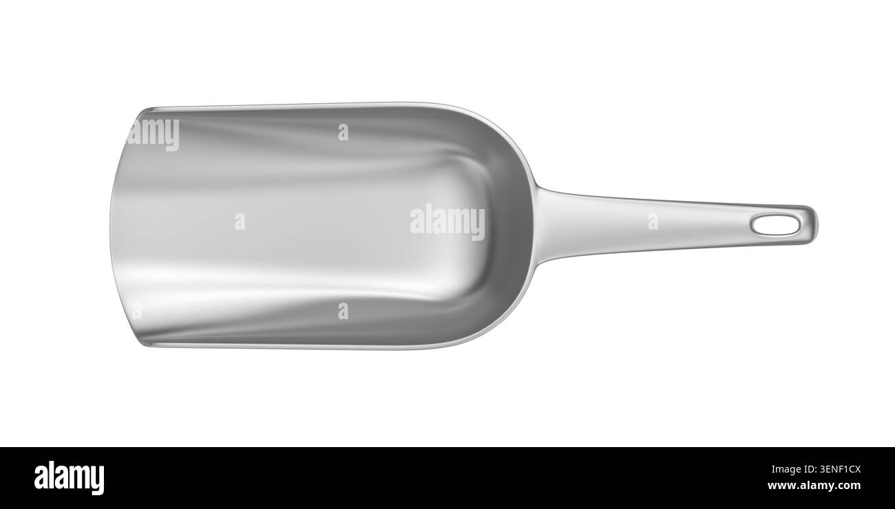 Empty metal scoop on white background, top view Stock Photo - Alamy