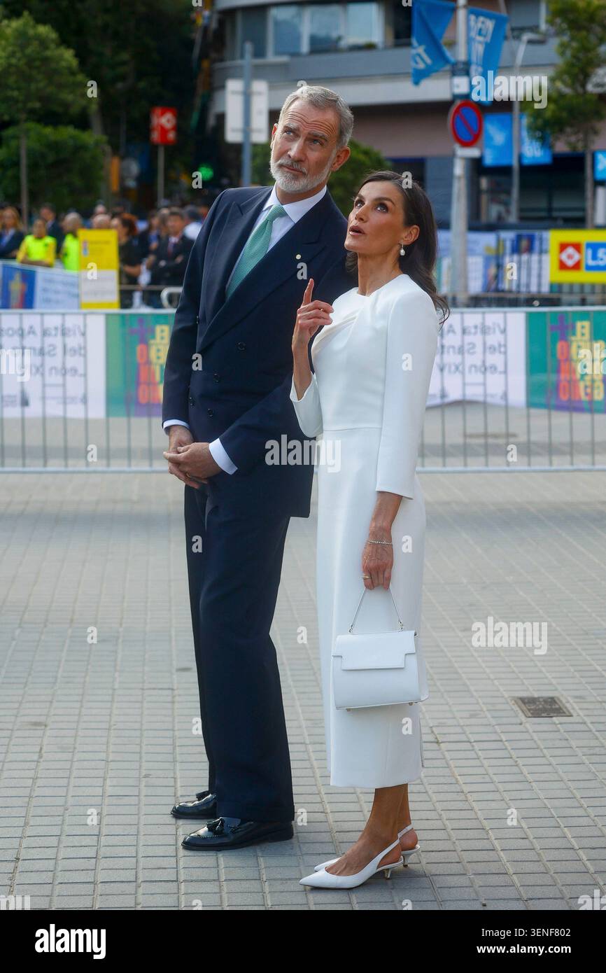 Pope Leo XIV during various events in central Barcelona on the occasion ...