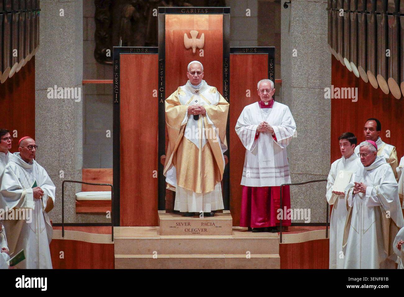 Pope Leo XIV during various events in central Barcelona on the occasion ...