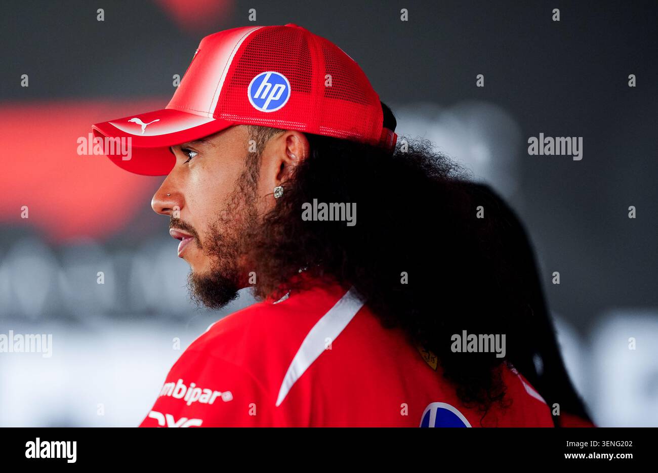 Ferrari driver Lewis Hamilton at the Circuit de Barcelona-Catalunya ...