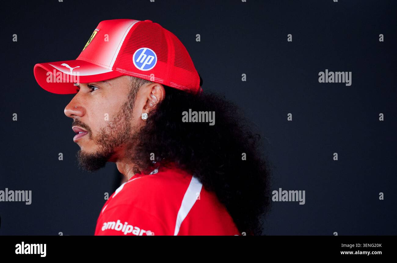 Ferrari driver Lewis Hamilton at the Circuit de Barcelona-Catalunya ...