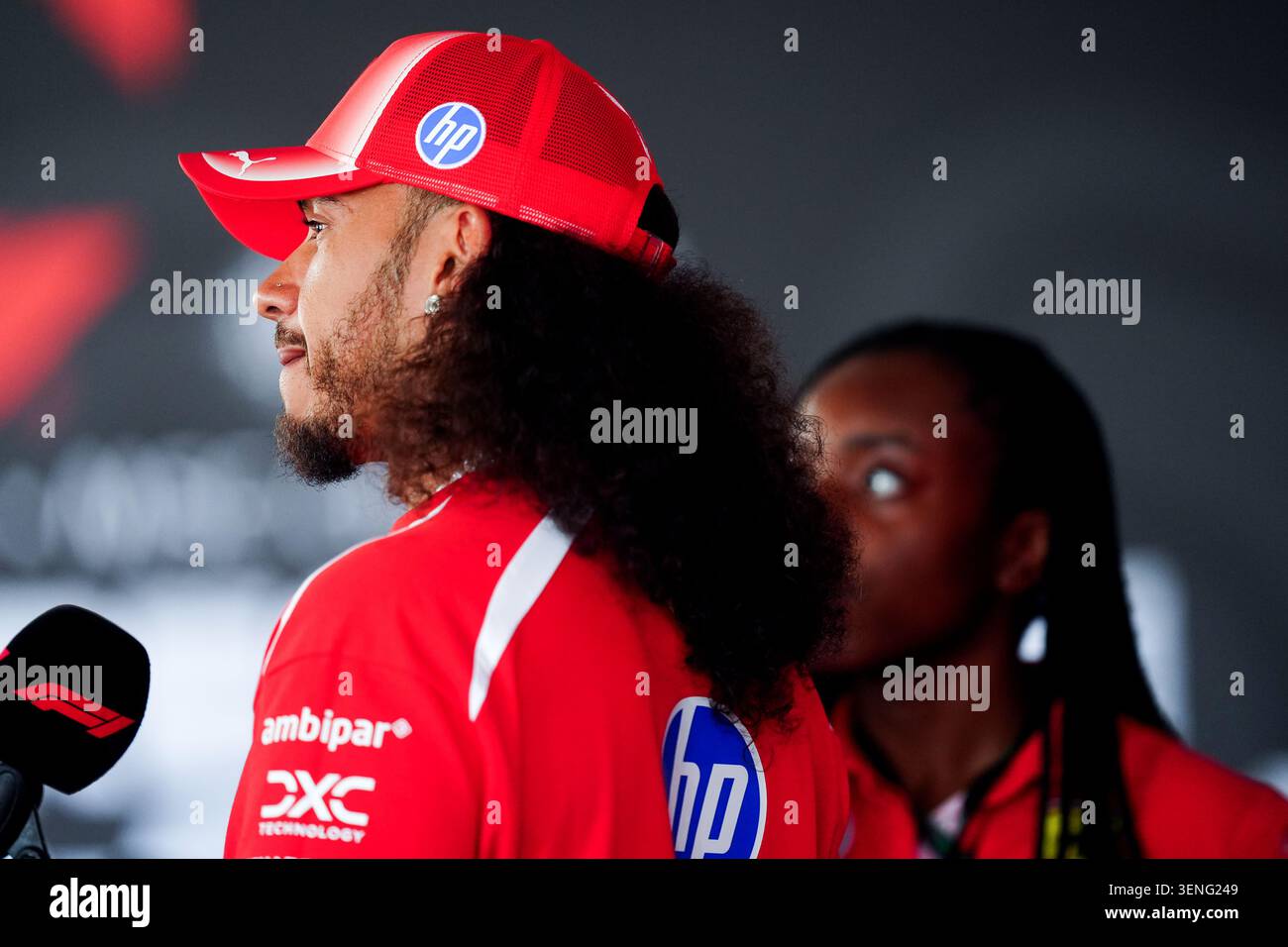 Ferrari driver Lewis Hamilton at the Circuit de Barcelona-Catalunya ...