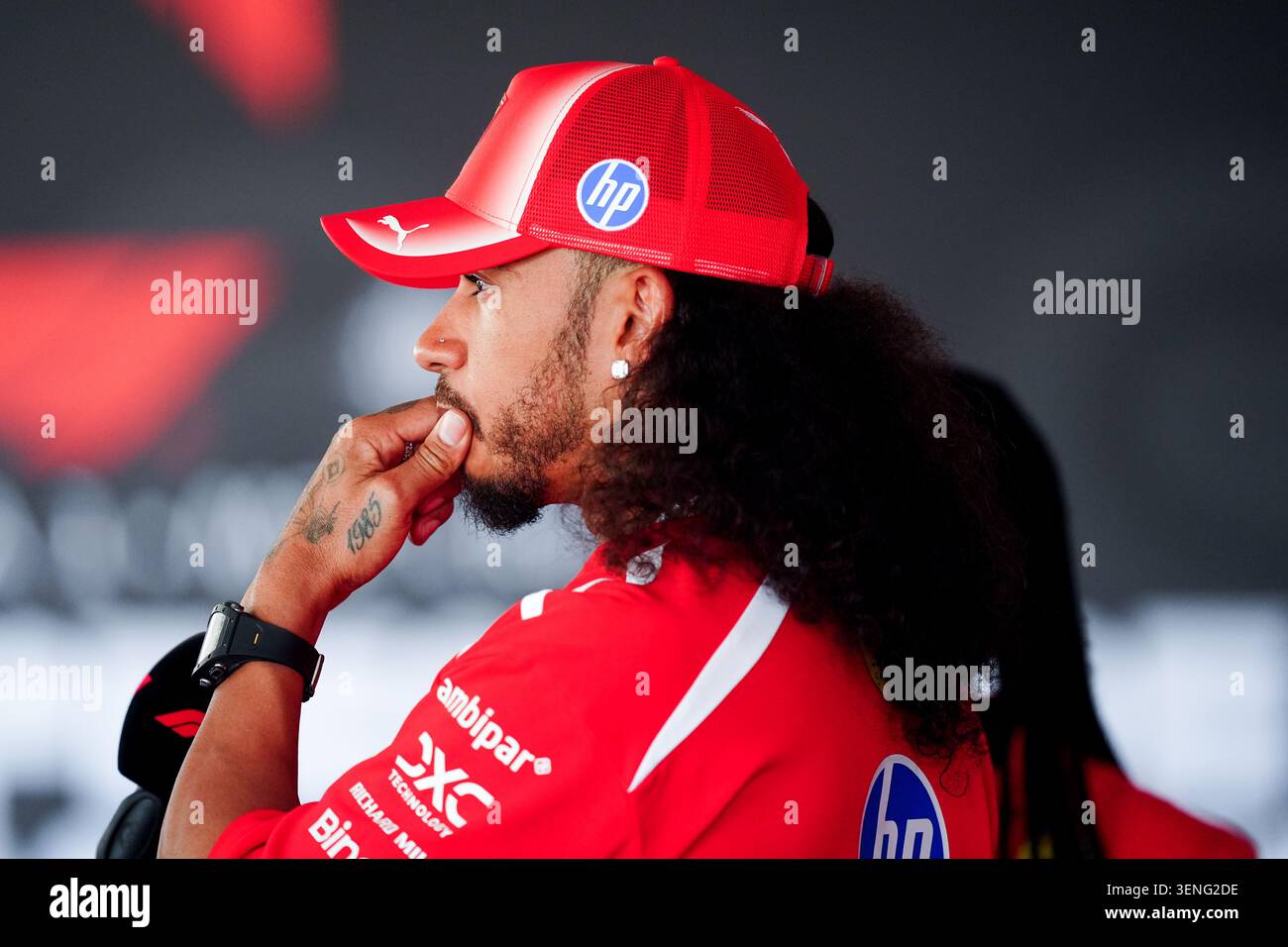 Ferrari driver Lewis Hamilton at the Circuit de Barcelona-Catalunya ...
