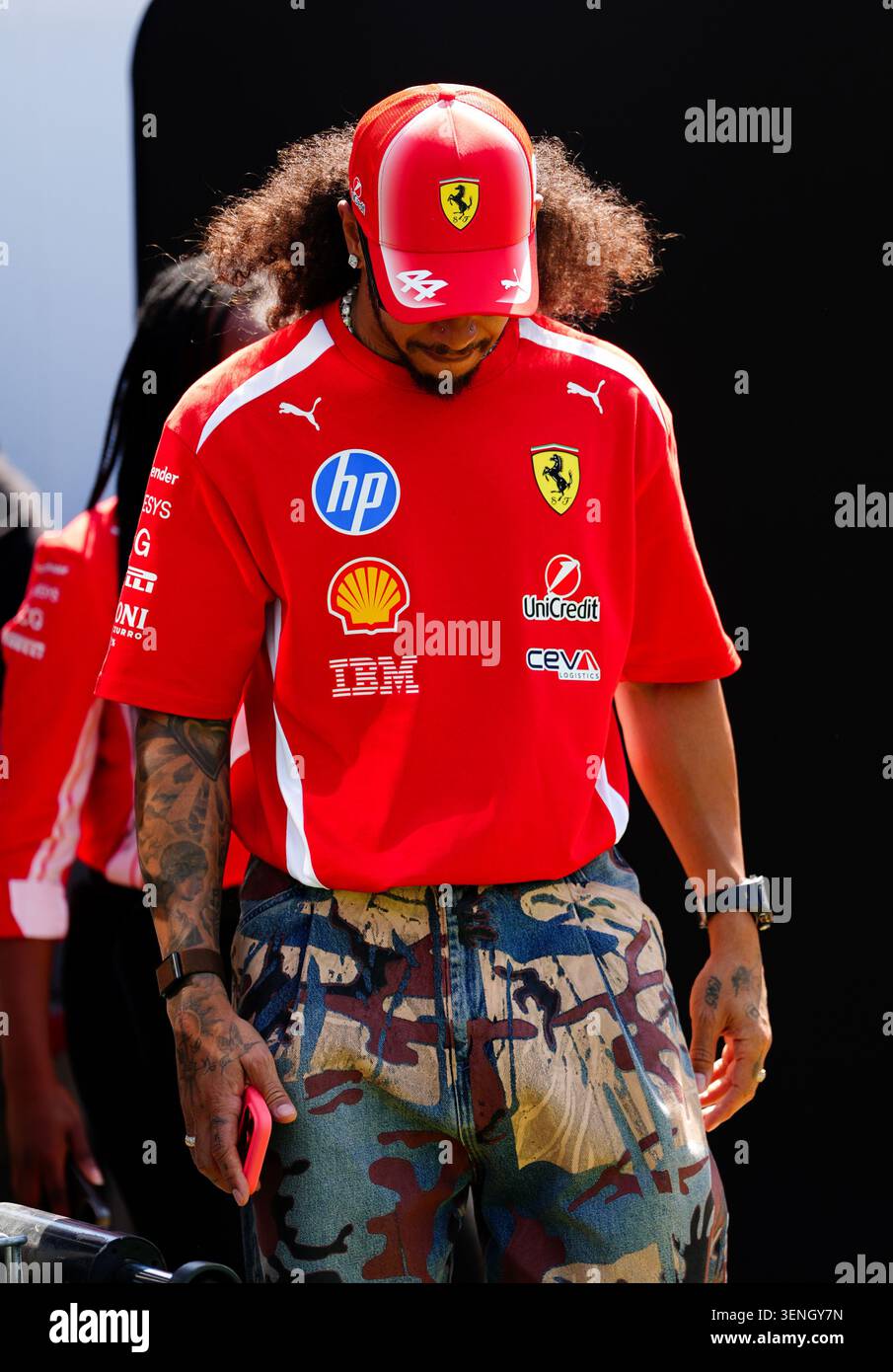 Ferrari driver Lewis Hamilton at the Circuit de Barcelona-Catalunya ...