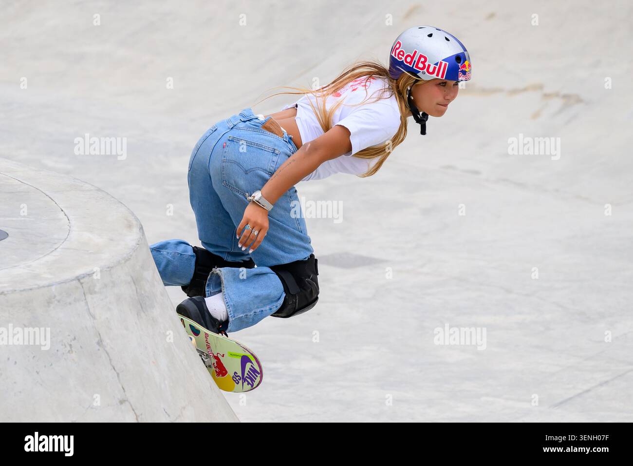 Sky Brown of Great Britain practices during a training session of the ...