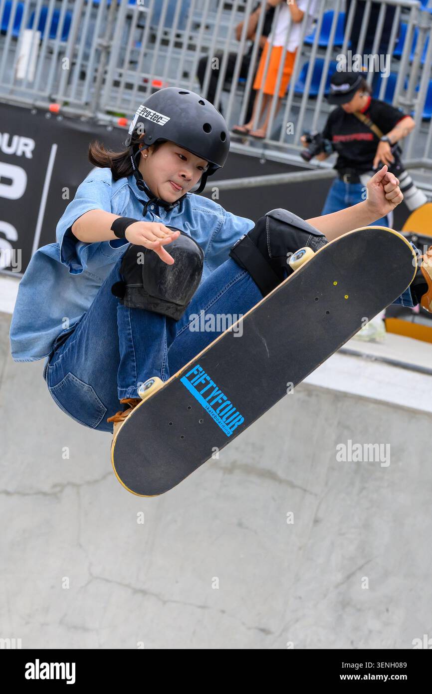 Mizuho Hasegawa of Japan practices during a training session of the ...