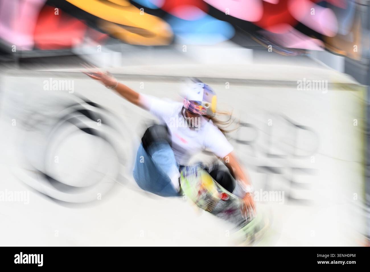 Sky Brown of Great Britain practices during a training session of the ...