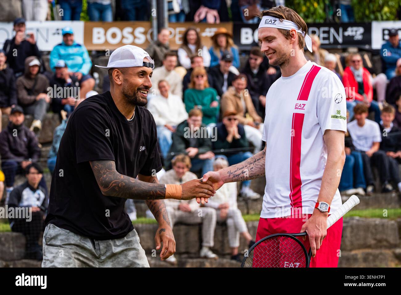 Stuttgart, GERMANY - June 11: Alexander Bublik (KAZ) and Nick Kyrgios ...