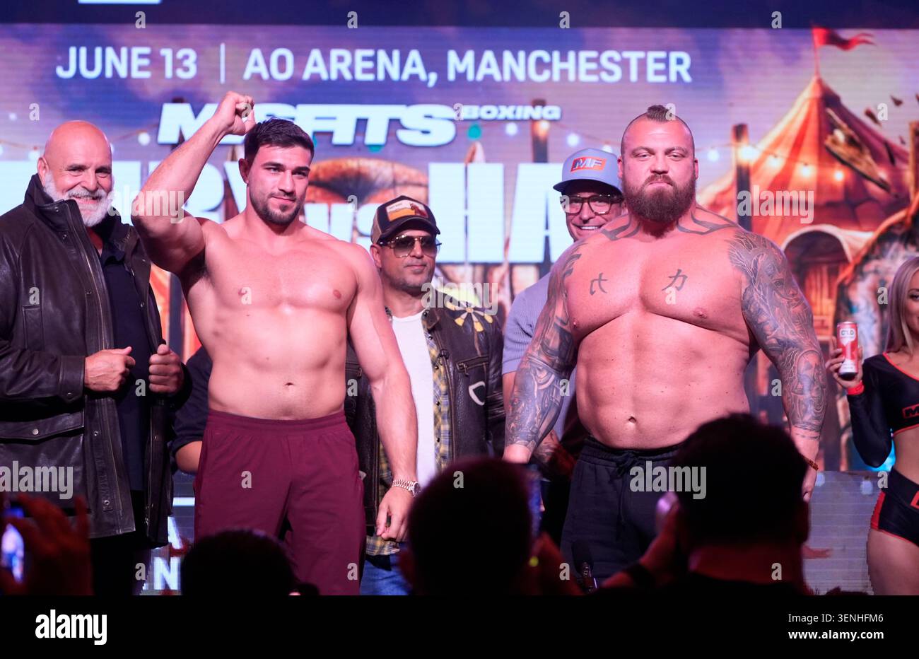 Tommy Fury and Eddie Hall face off during a press conference at New ...