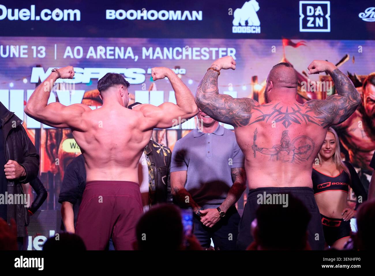 Tommy Fury and Eddie Hall face off during a press conference at New ...