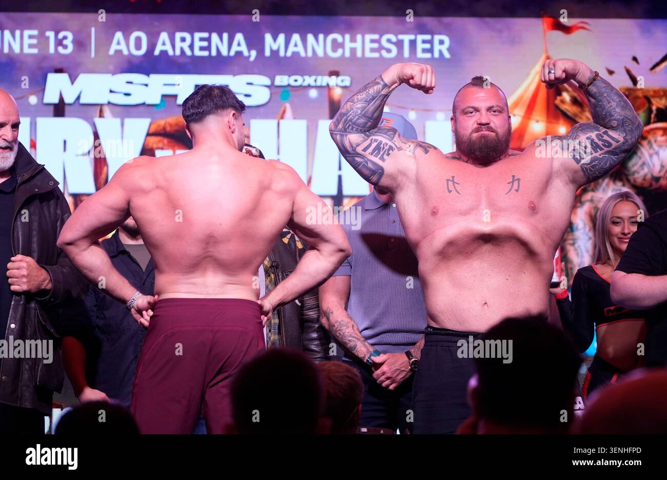 Tommy Fury and Eddie Hall face off during a press conference at New ...