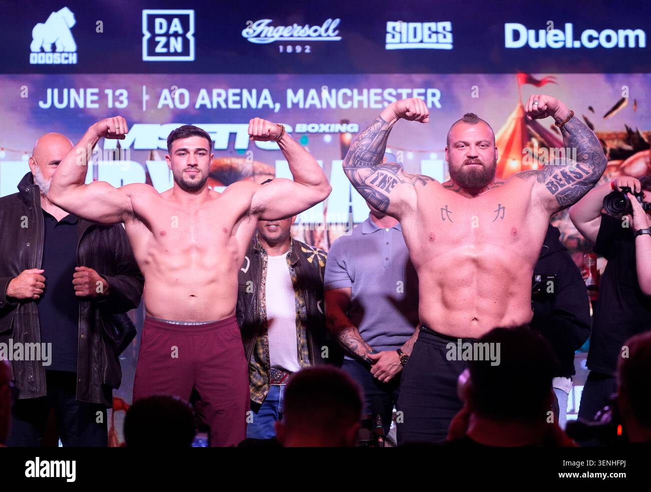 Tommy Fury and Eddie Hall face off during a press conference at New ...