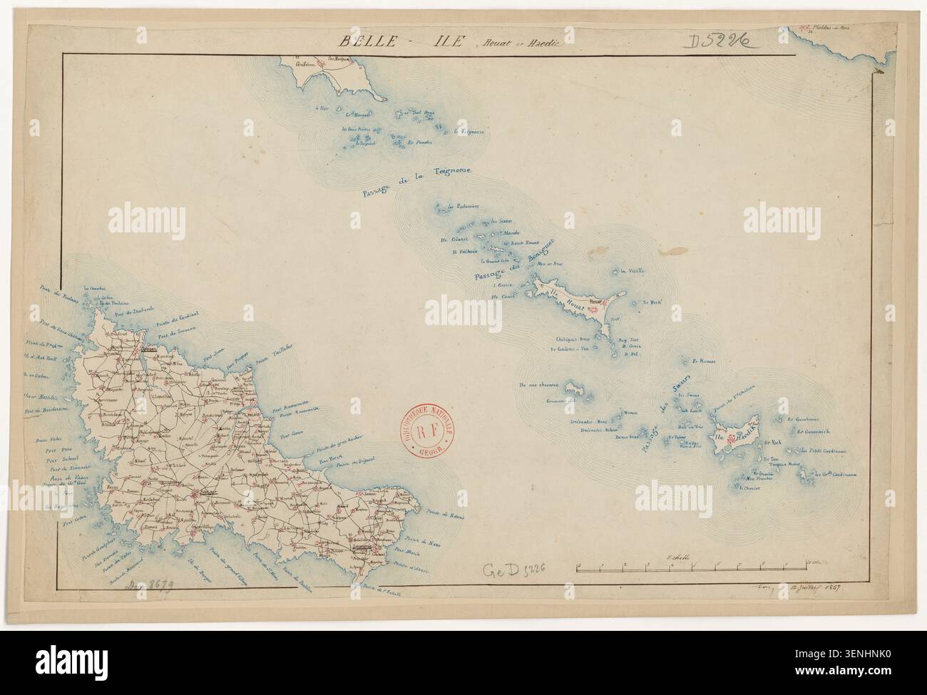 Manuscript map belle ile en mer islands hi-res stock photography and ...