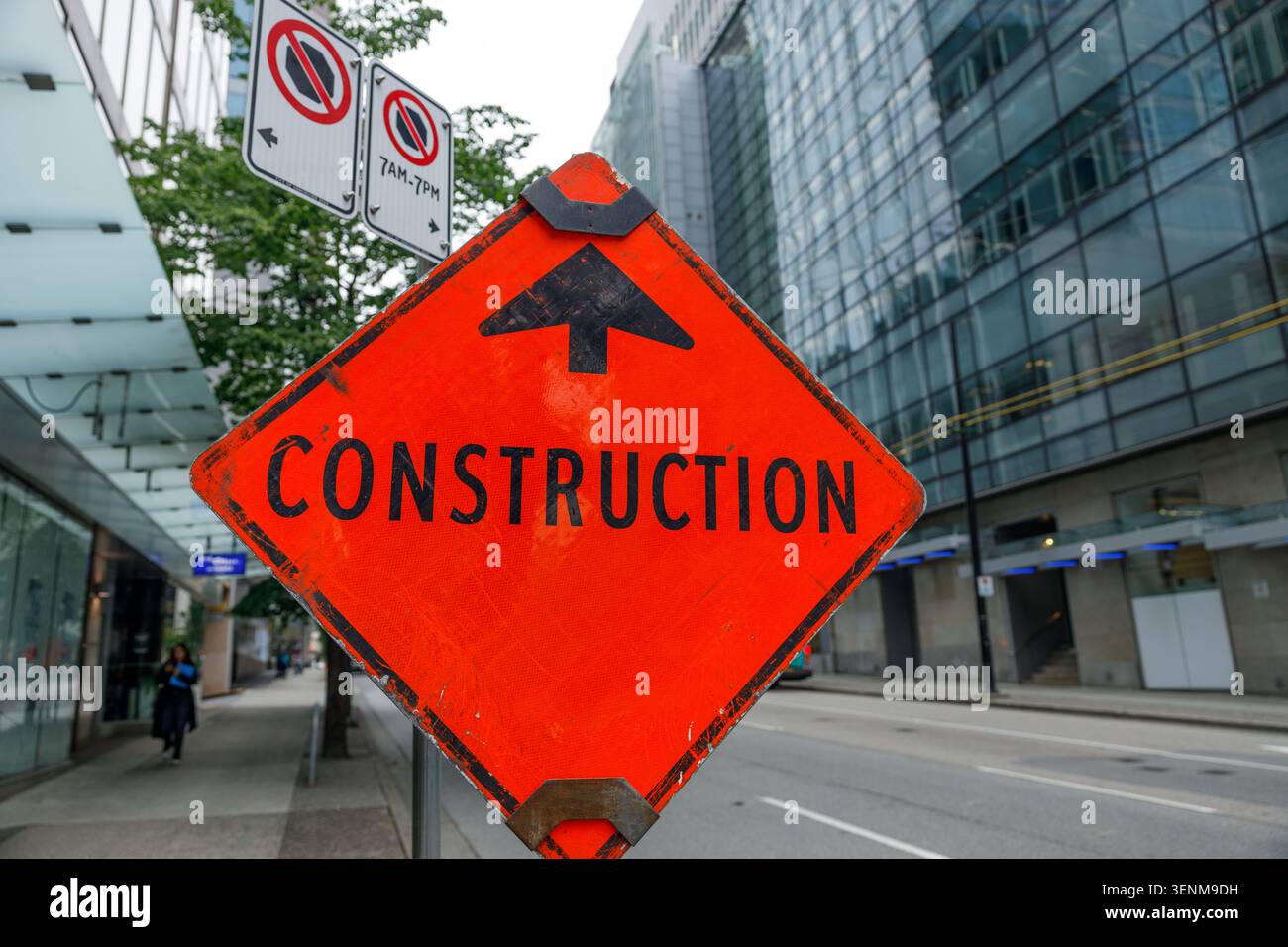 Vancouver, Canada - June 8, 2026: A weathered orange diamond ...