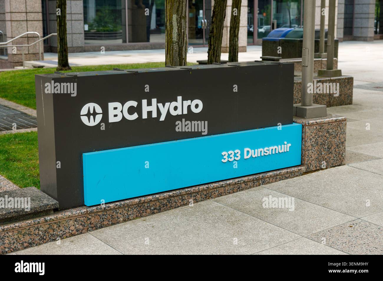 Vancouver, Canada - June 8, 2026: A black BC Hydro monolith sign with ...