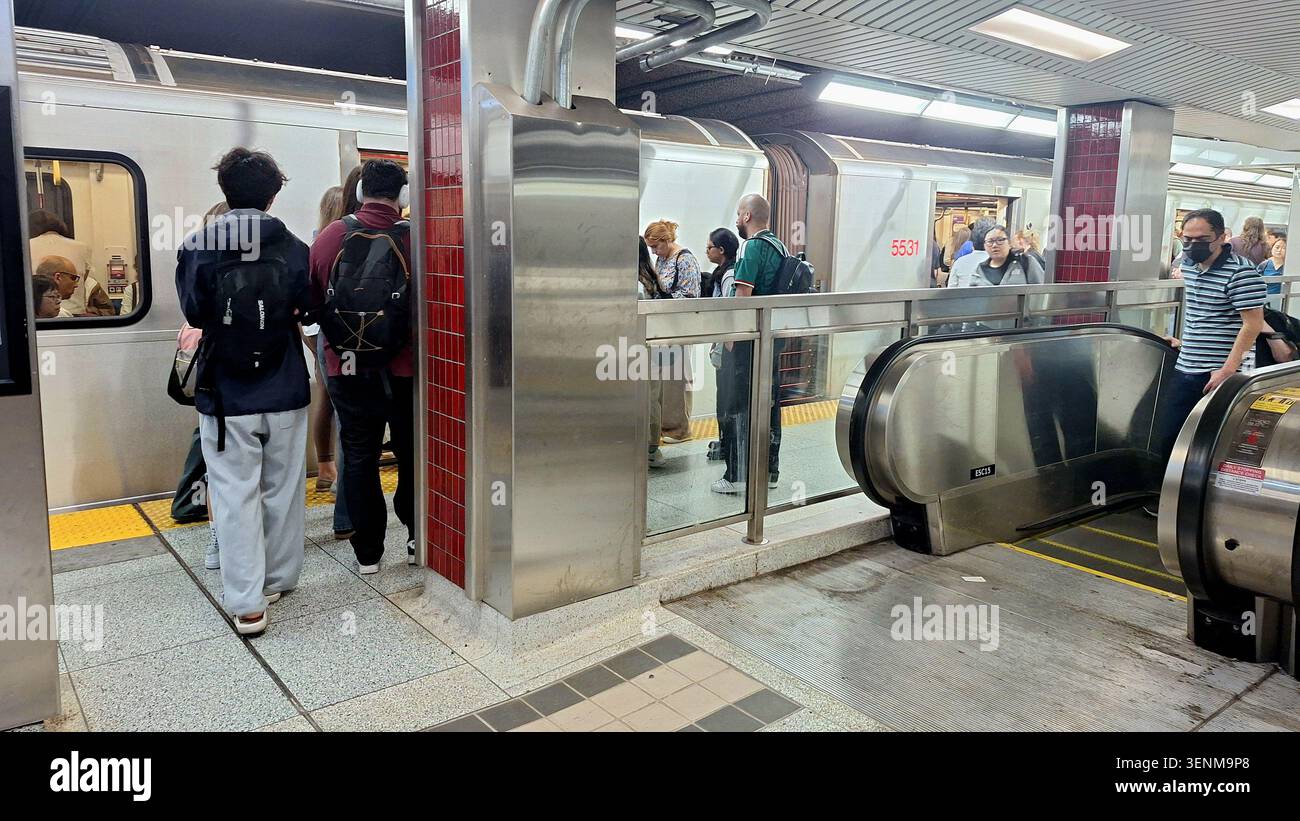 Toronto, ON, Canada - June 11, 2026: People wait to board a subway ...