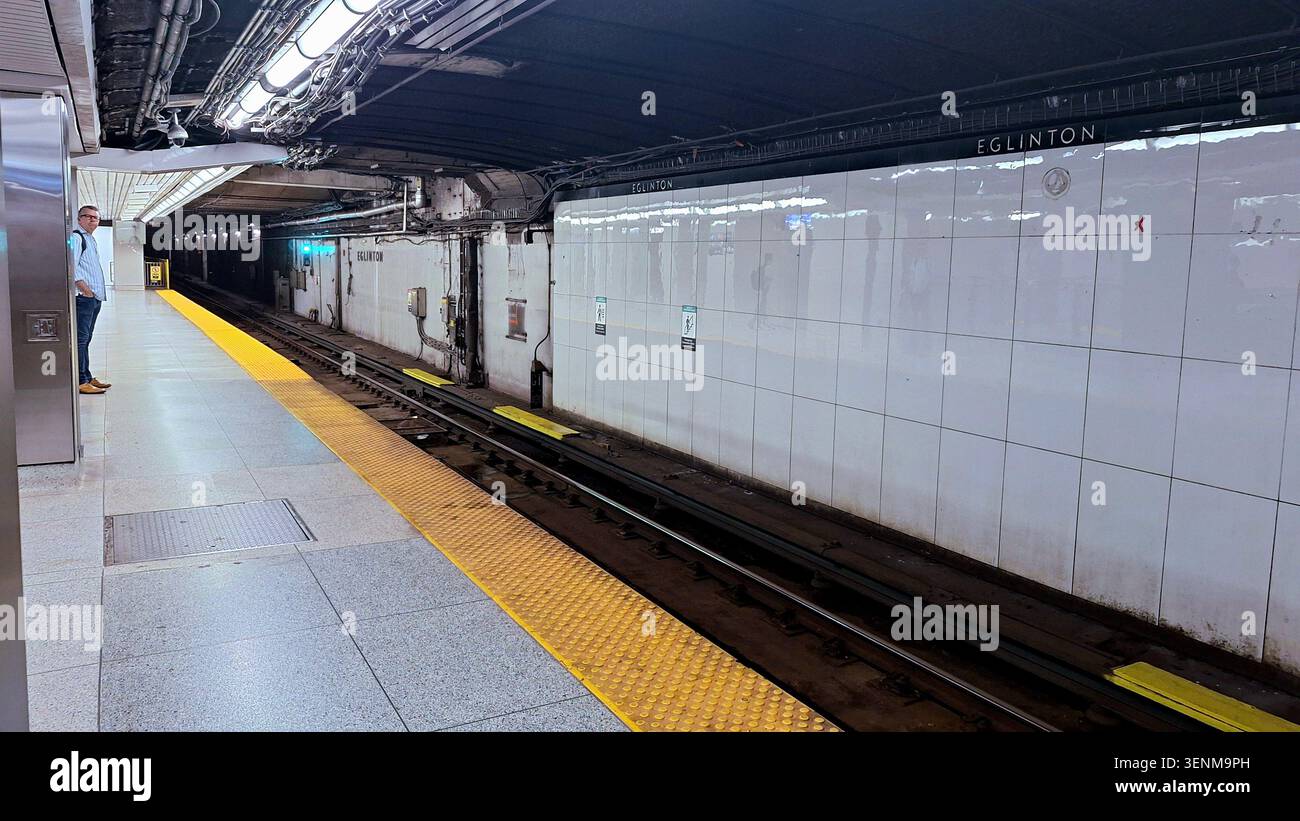 Toronto, ON, Canada - June 11, 2026: An empty subway platform at ...