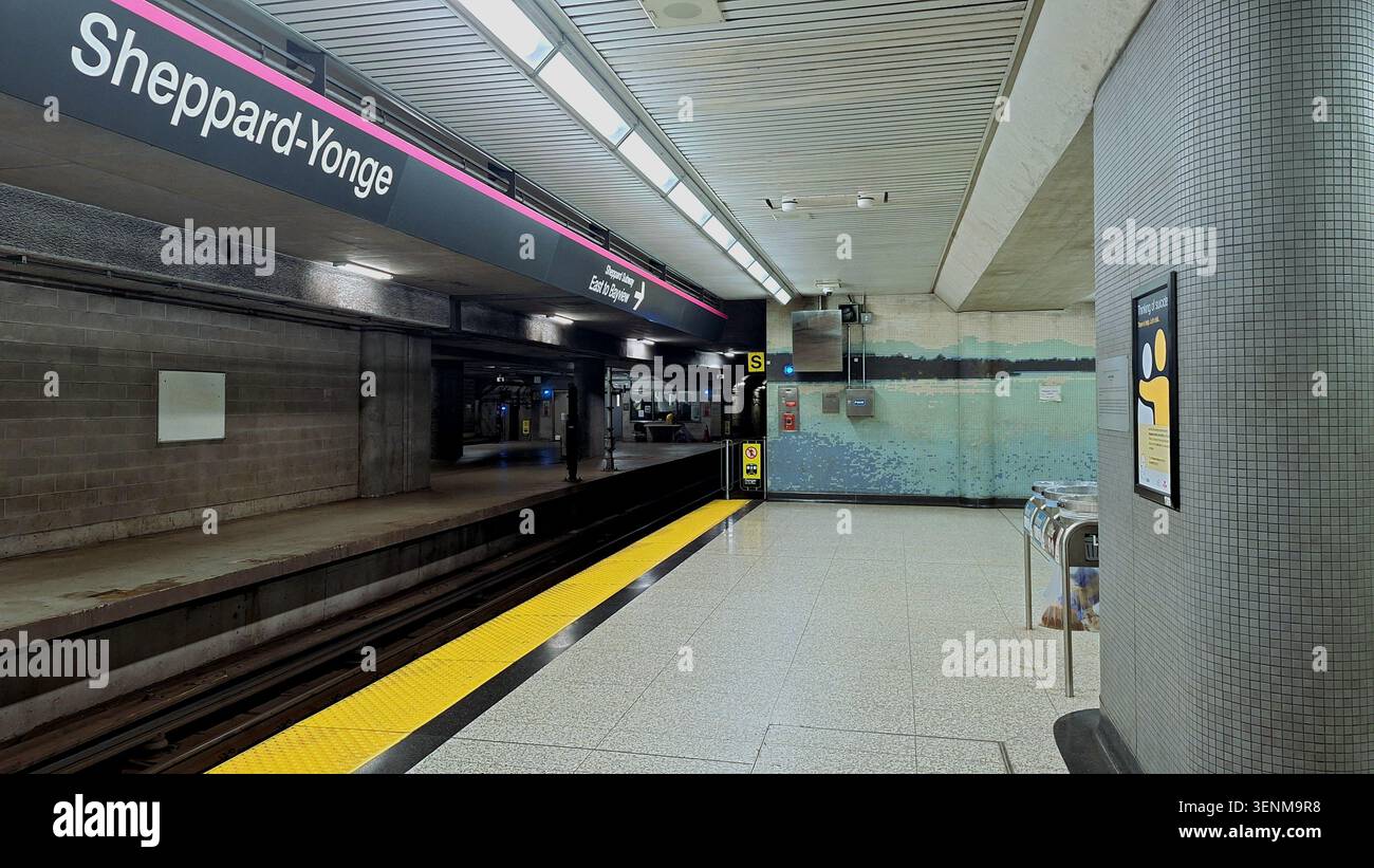 Toronto, ON, Canada - June 11, 2026: An empty platform at Sheppard ...