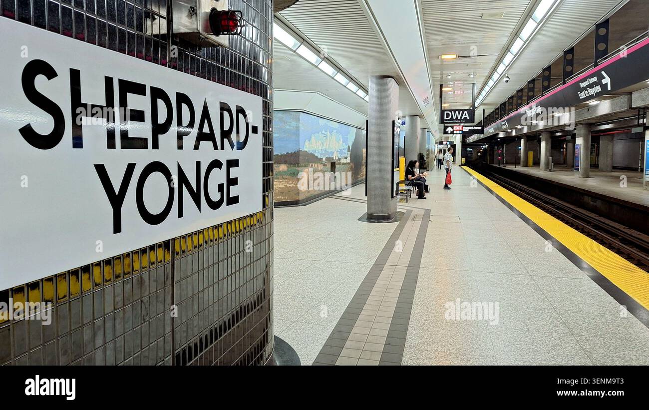 Toronto, ON, Canada - June 11, 2026: Passengers wait on the platform of ...