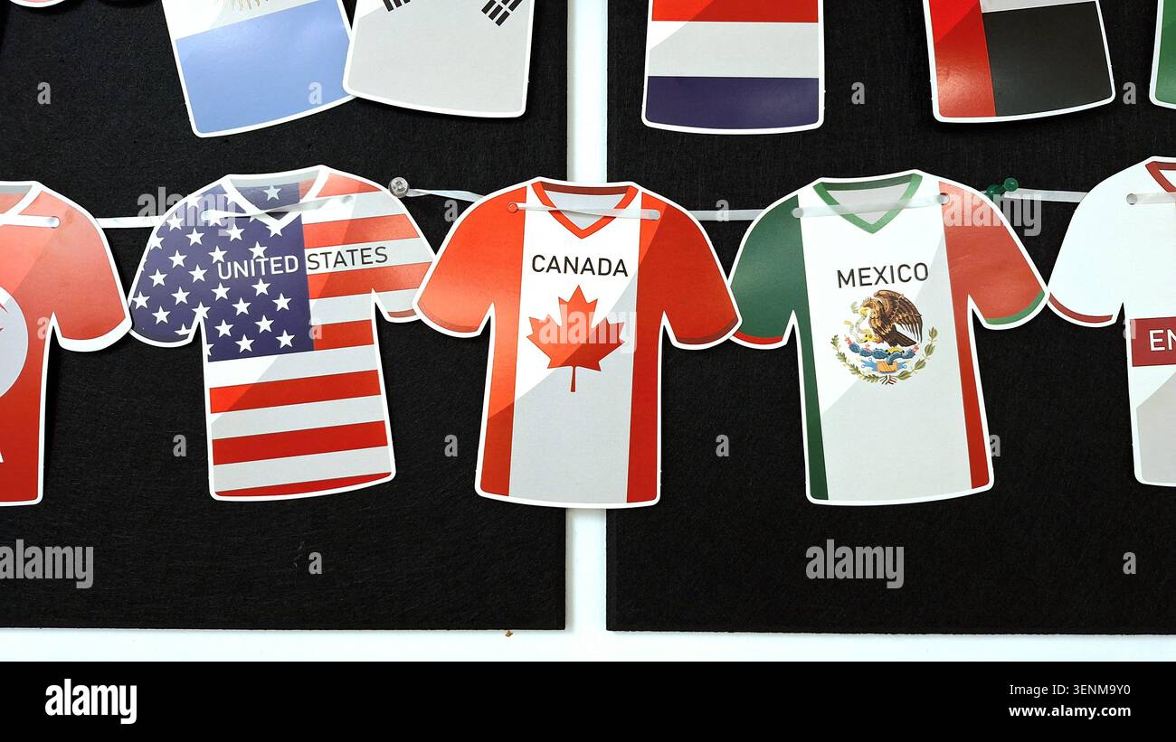 Toronto, ON, Canada - June 11, 2026: Paper soccer jerseys representing ...