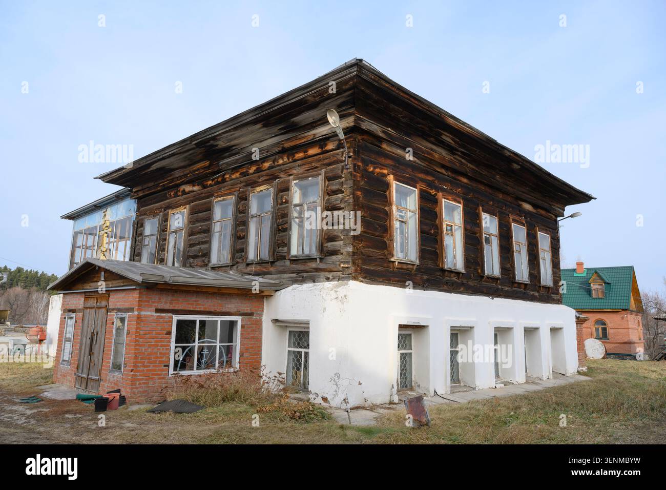 A residential wooden monastery building in the village of Fakel ...