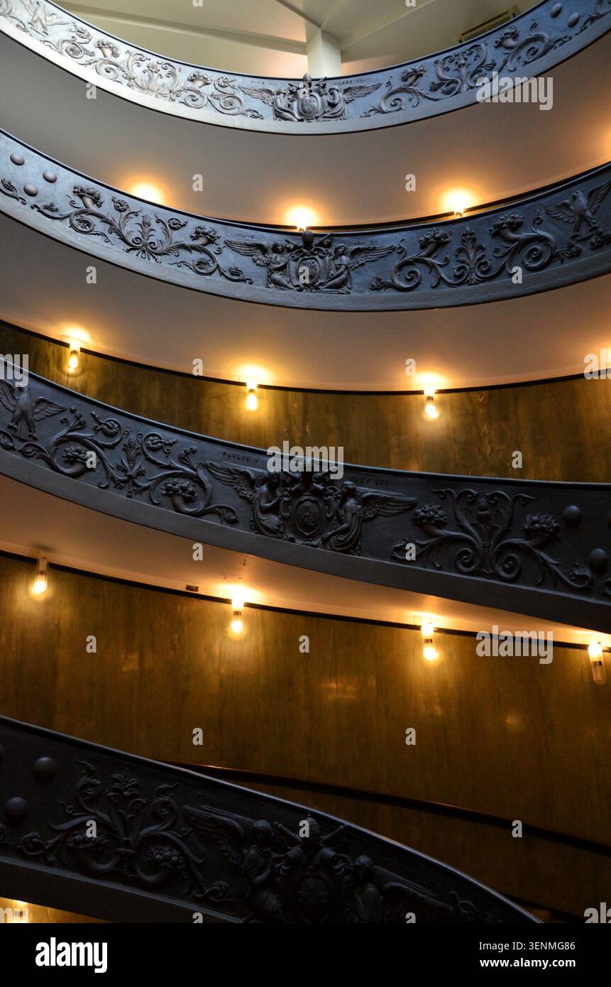 Rome, Italy 09.04.2020: Elegant spiral Bramante staircase Stock Photo ...