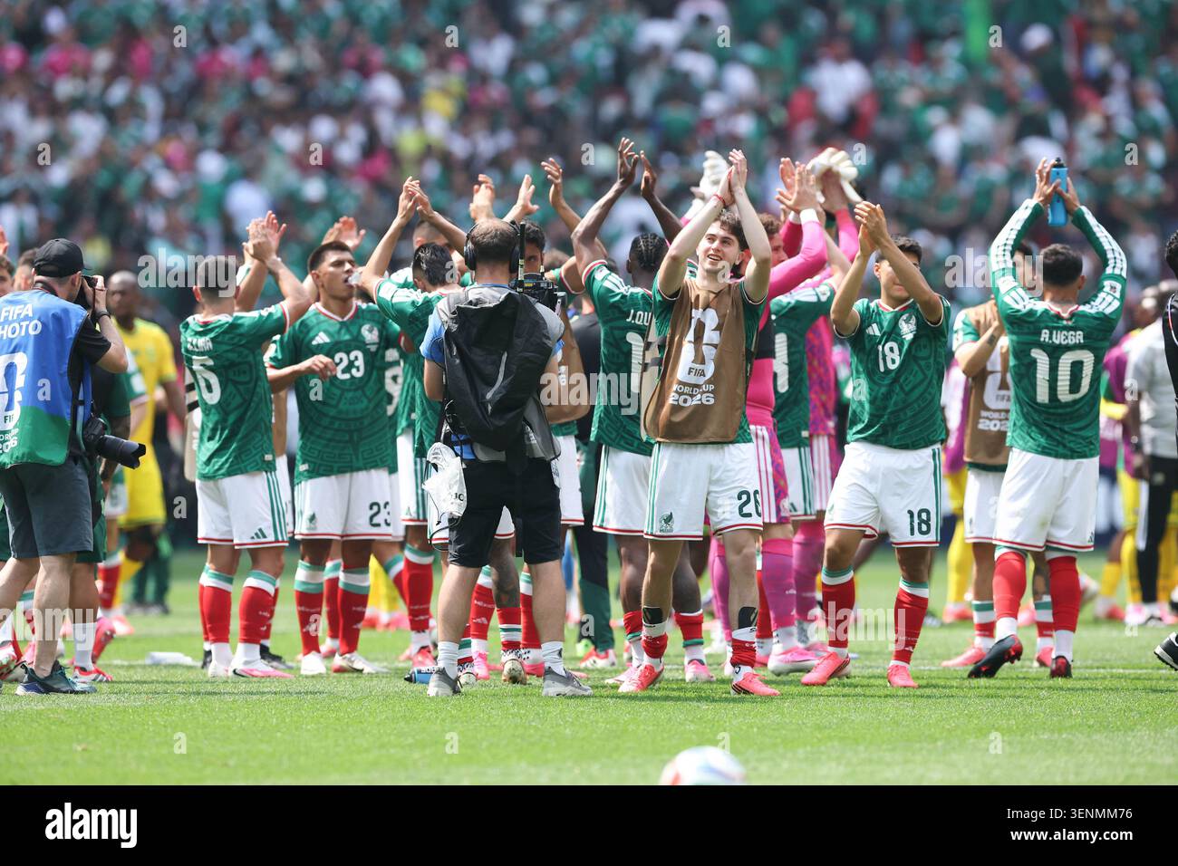 IPA85600065 - Players of Mexico celebrate at full time during the FIFA ...