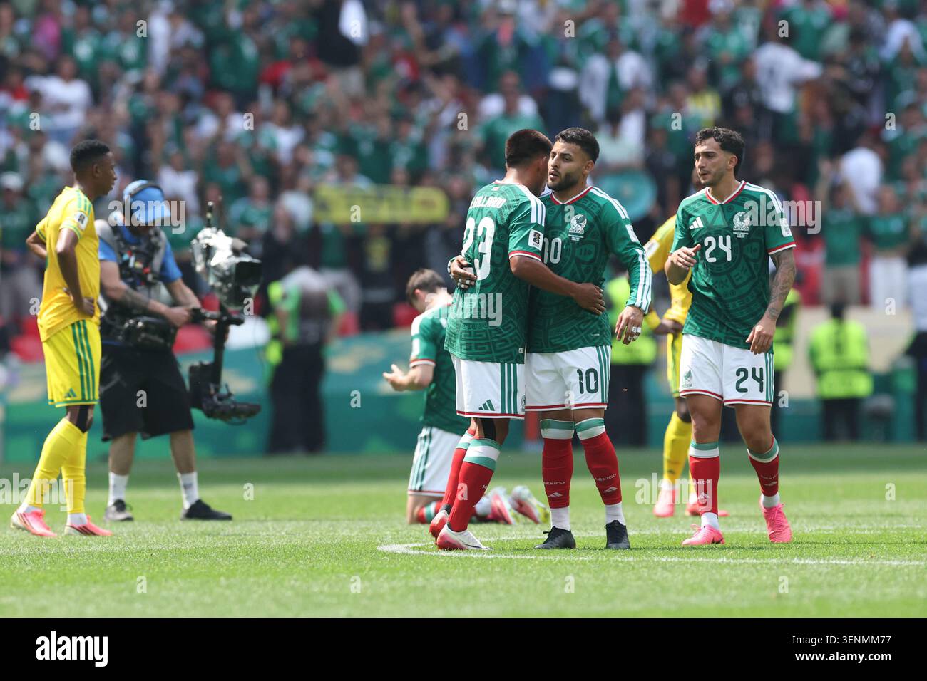 IPA85600062 - Players of Mexico celebrate at full time during the FIFA ...