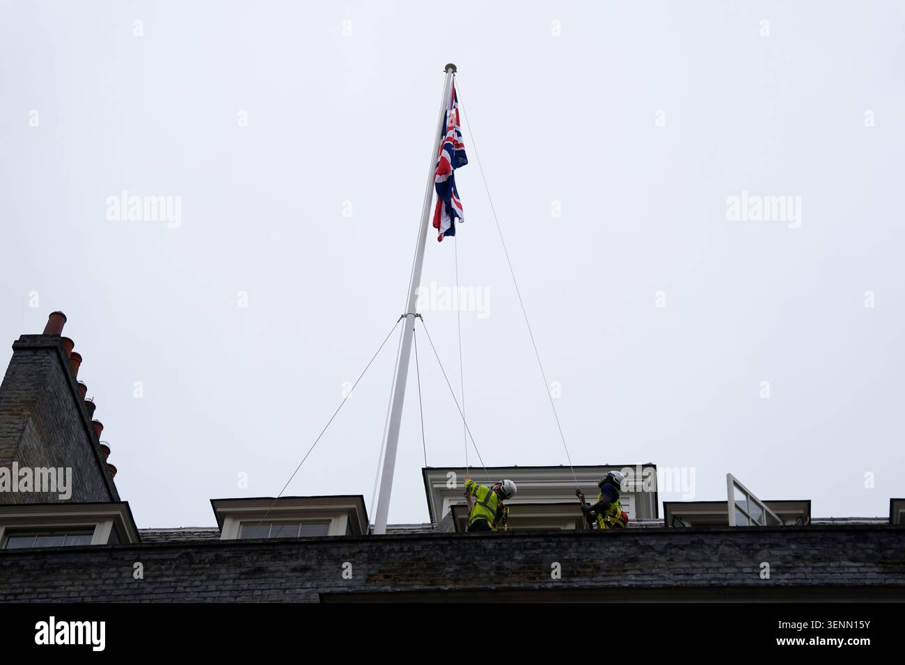 The Union flag is flown above 10 Downing Street, London. Picture date ...