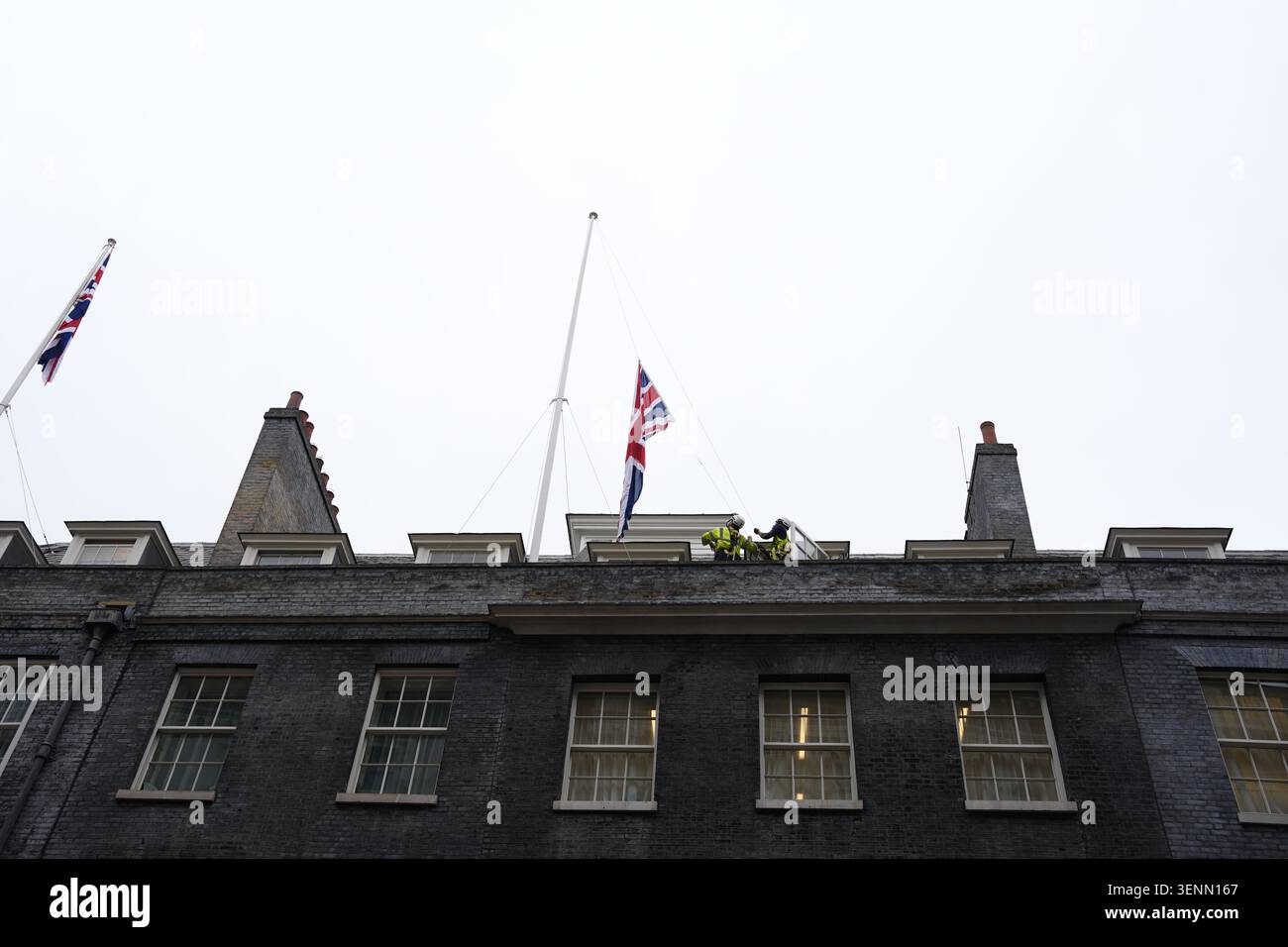 The Union flag is flown above 10 Downing Street, London. Picture date ...