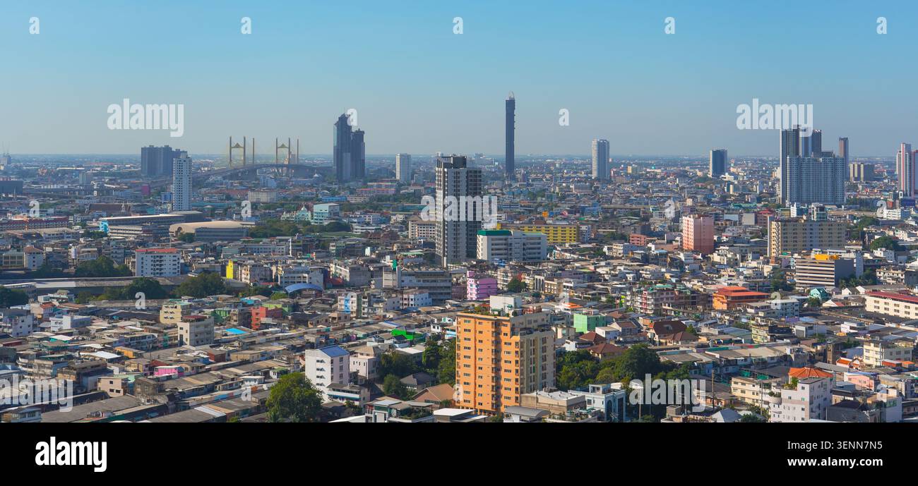 Aerial view of Bangkok modern office buildings, condominium in city ...