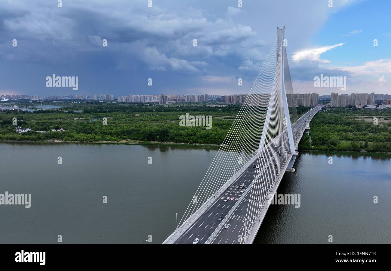 Dark clouds gather over Songpu Bridge and Alejin Island National ...