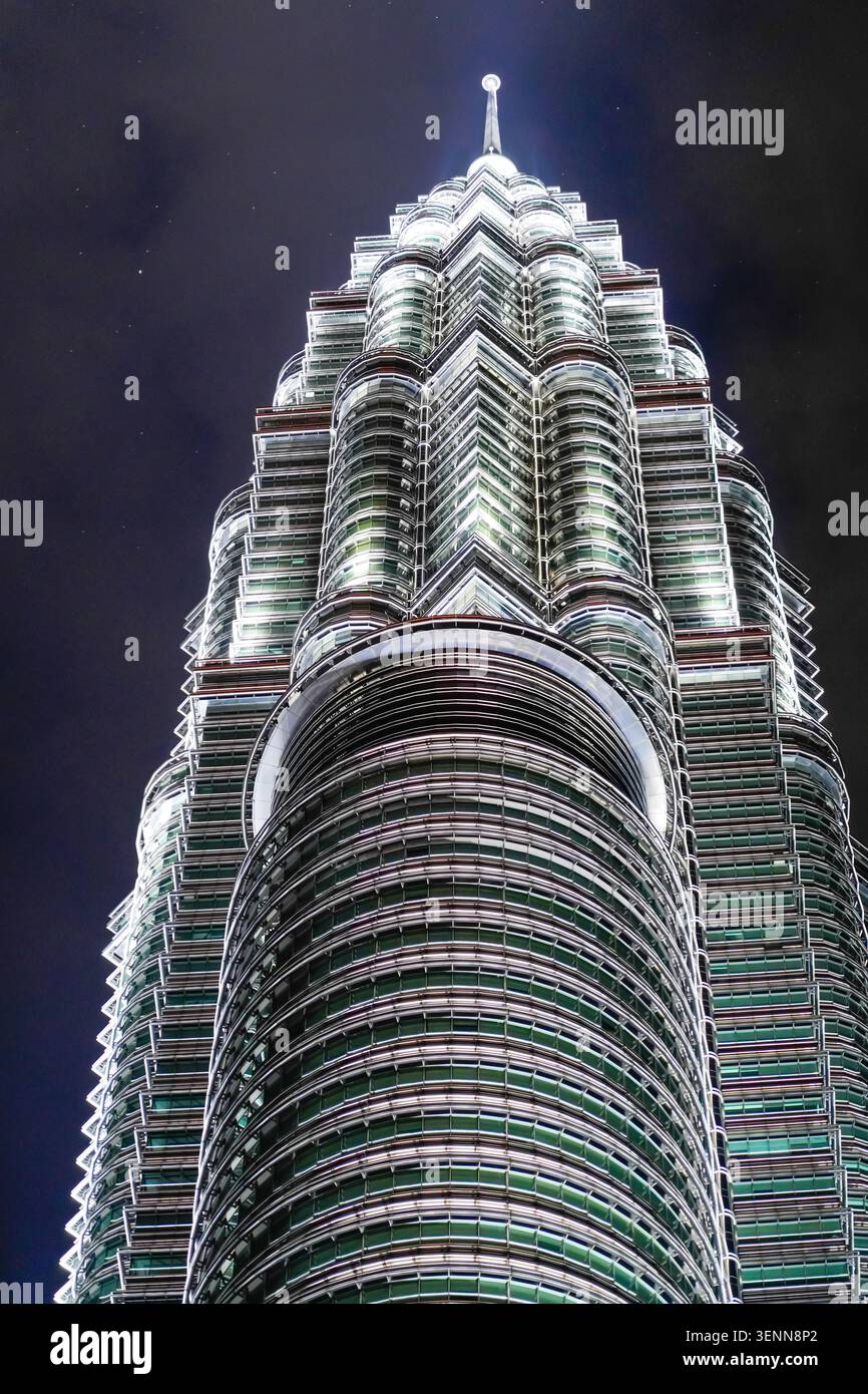 Petronas Twin Towers shot at night in the capital of Malaysia, Kuala ...