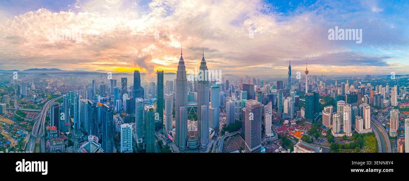 Panorama aerial view of Kuala Lumpur City Centre in the morning, 02 ...