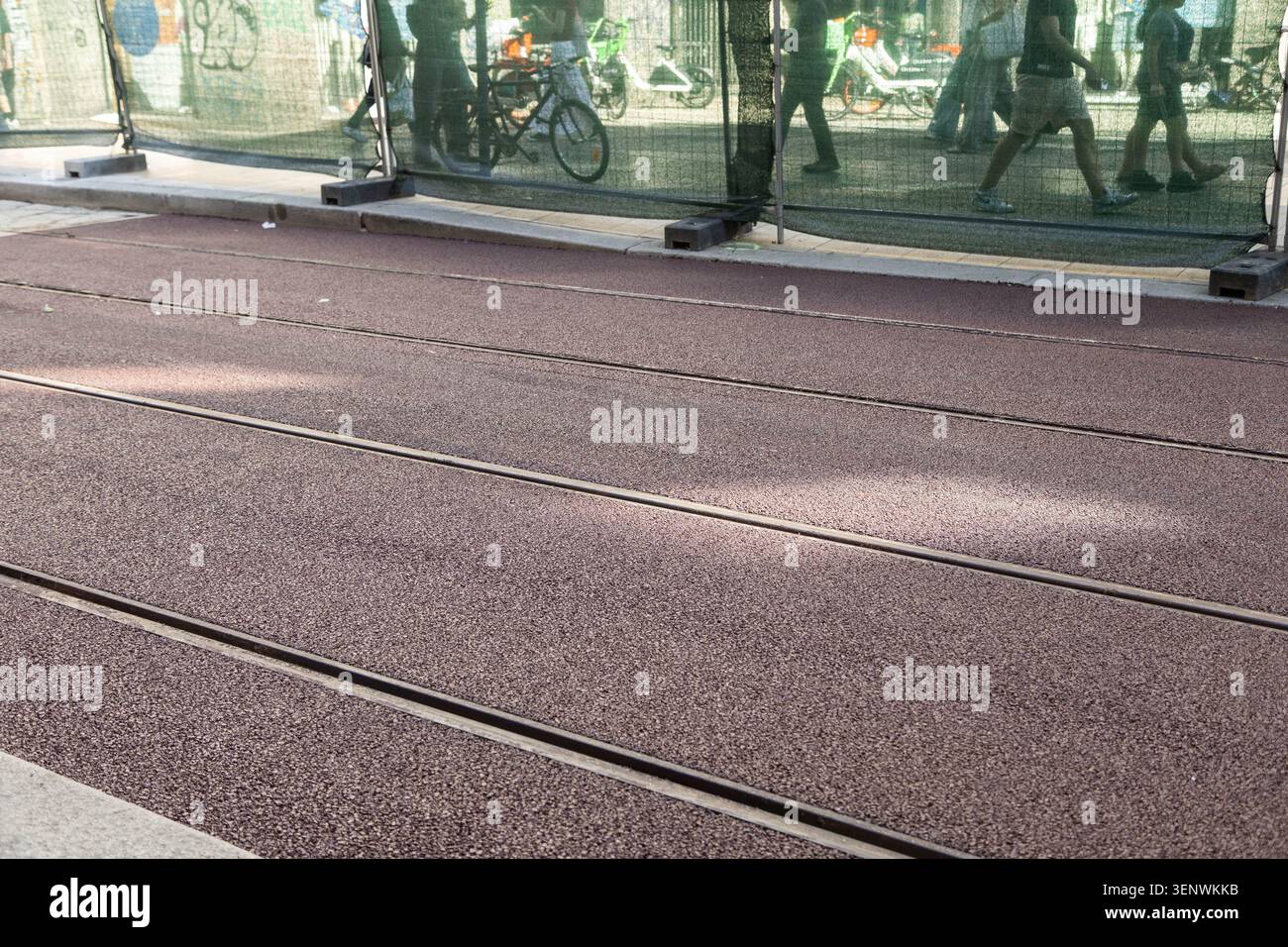 IPA85613306 - Milan, June 12, 2026: Via Torino, red asphalt instead of ...