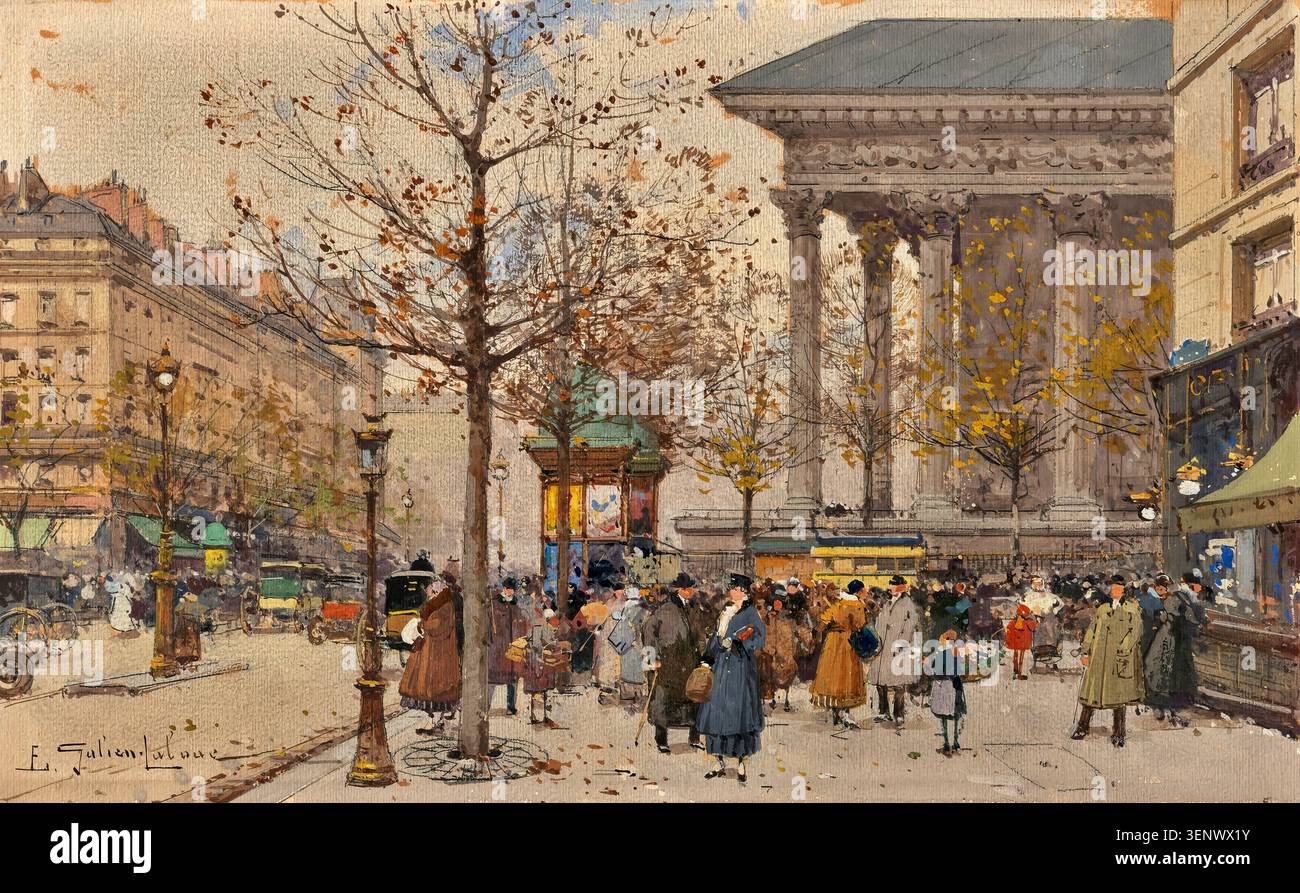 Eugène Galien-Laloue, Animated View of La Madeleine, (Vue animée de la ...