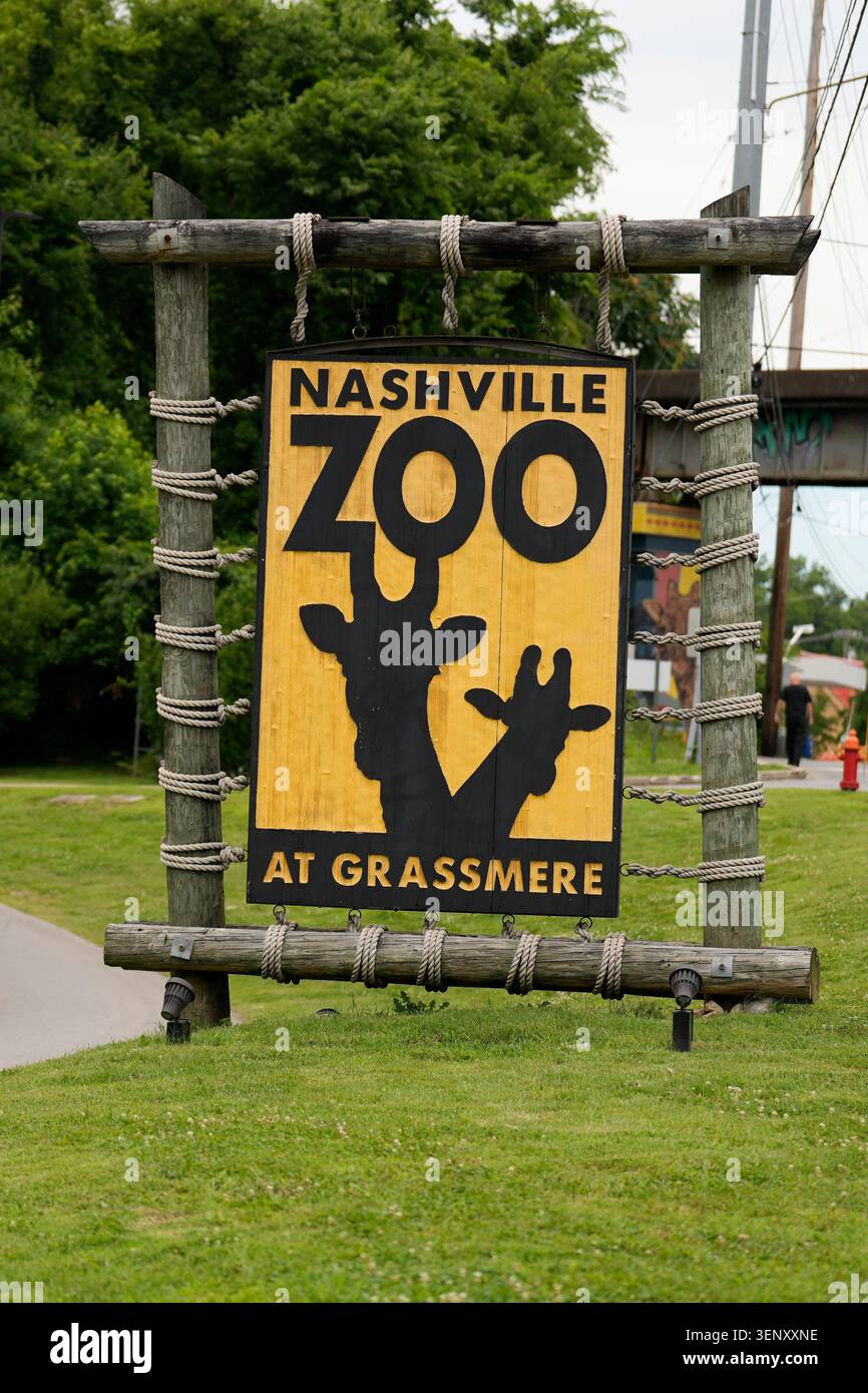 A sign is seen outside the Nashville Zoo at Grassmere, Friday, June 12 ...