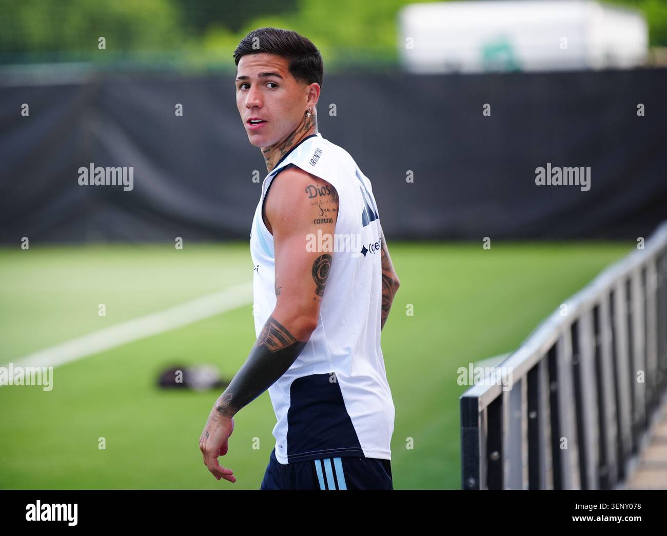 Argentina's Enzo Fernandez during a training session at the Sporting KC ...
