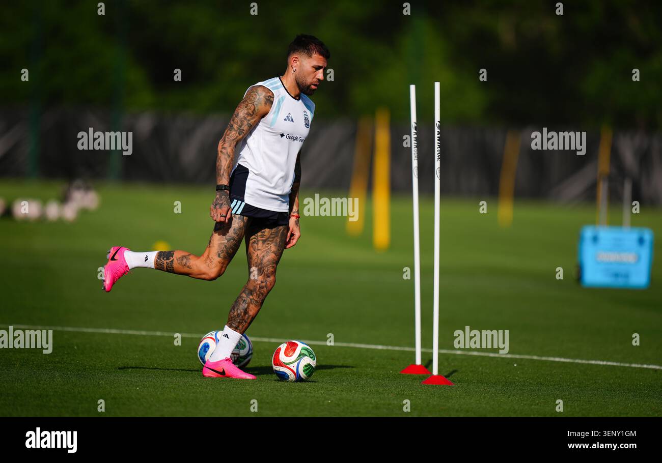 Argentina's Nicolas Otamendi during a training session at the Sporting ...