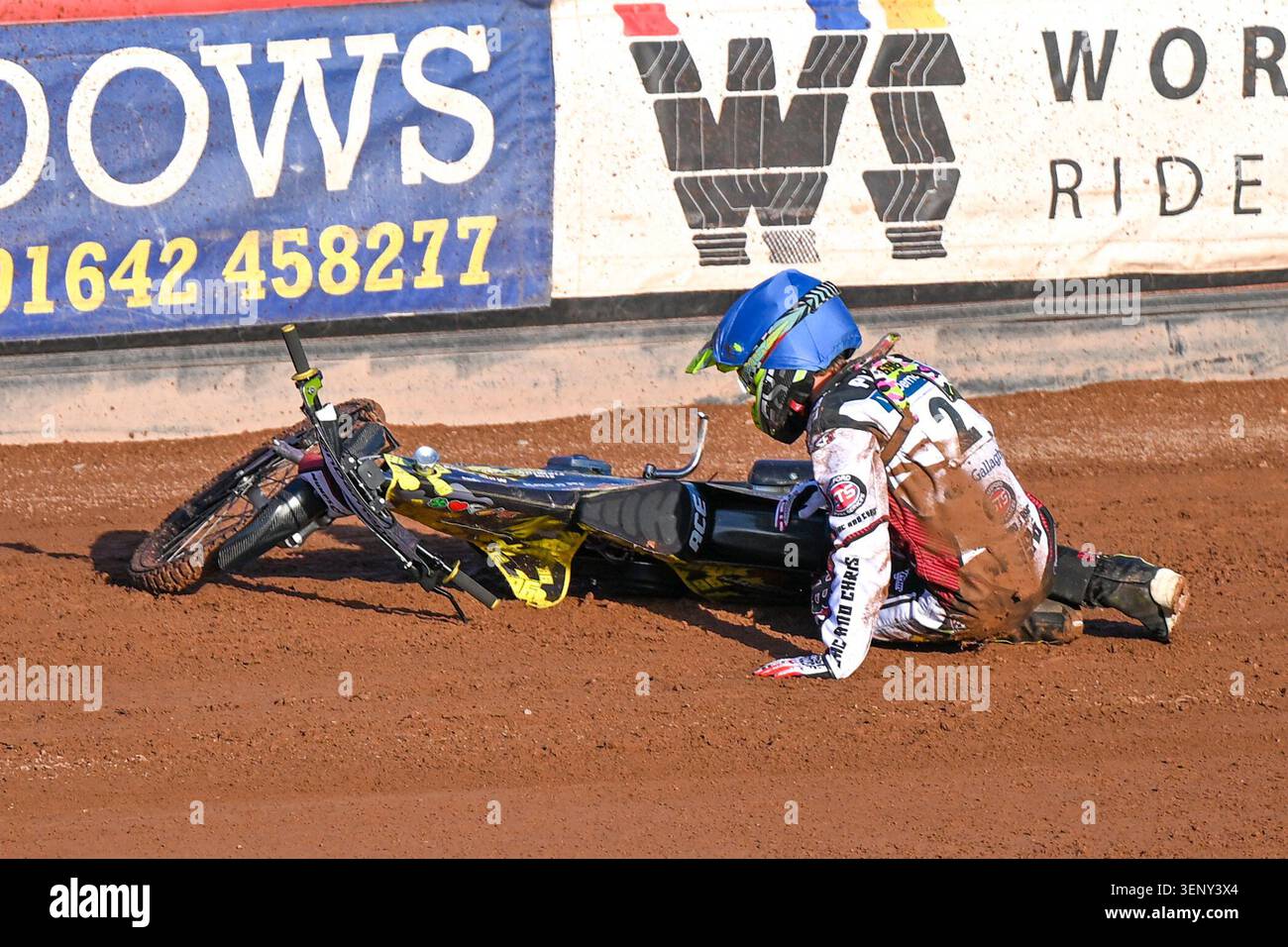 Ace Piper of Redcar Bears crashes out during Heat 1 of the Maxicab KO ...