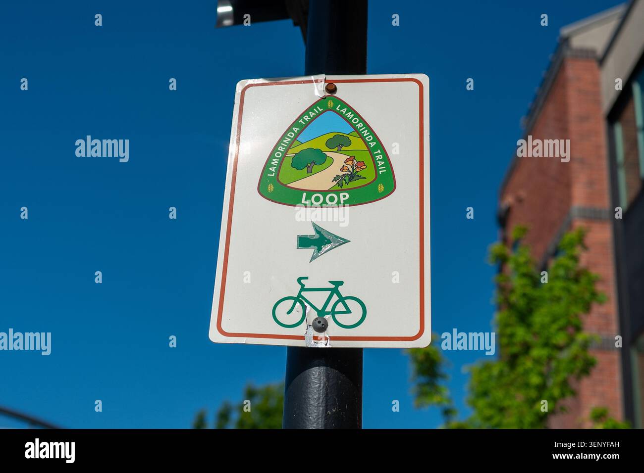 Signage for the Lamorinda Loop bicycle trail, Lafayette, California ...