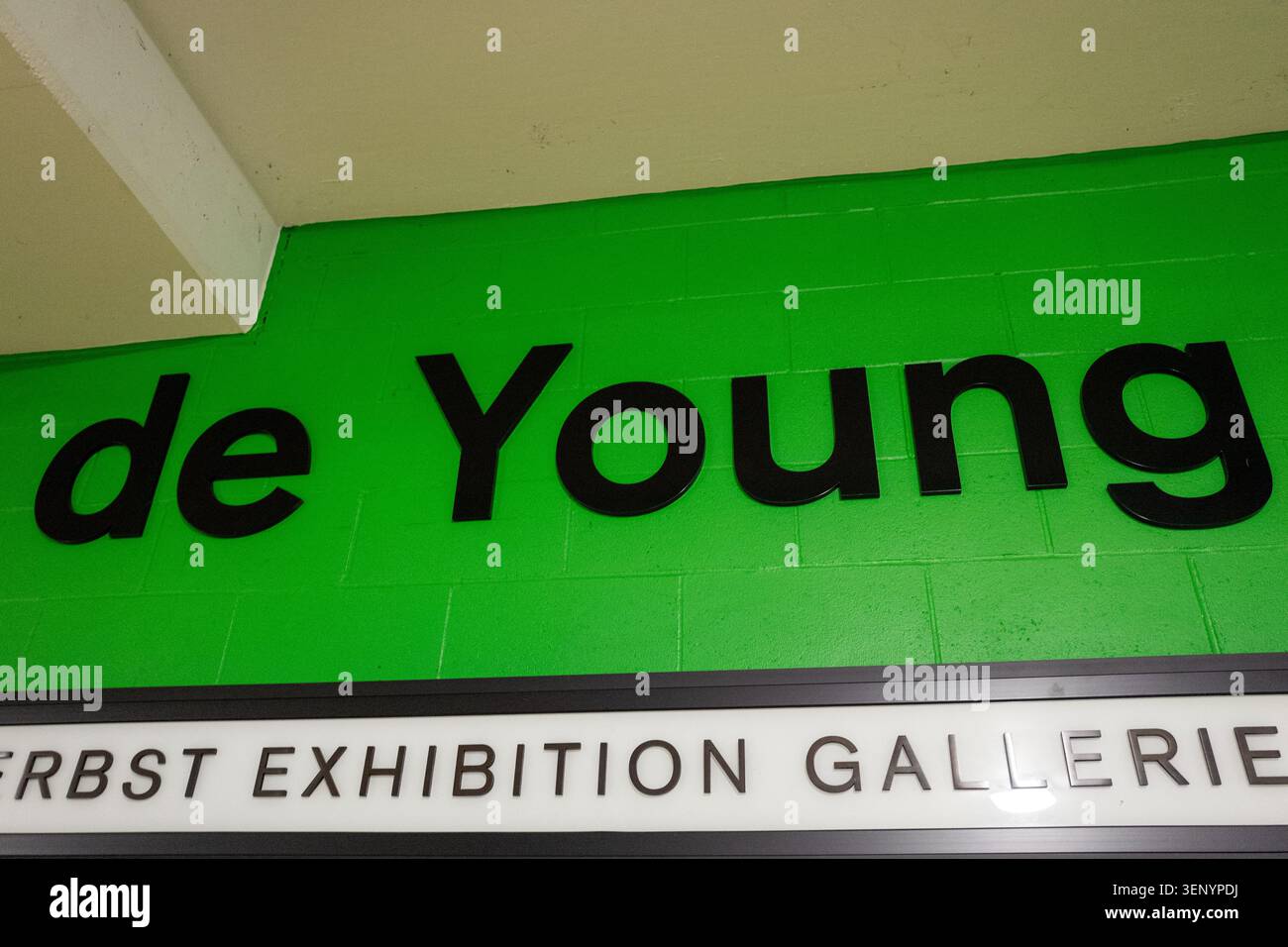 Sign for the De Young museum, San Francisco, California, April 24, 2026 ...