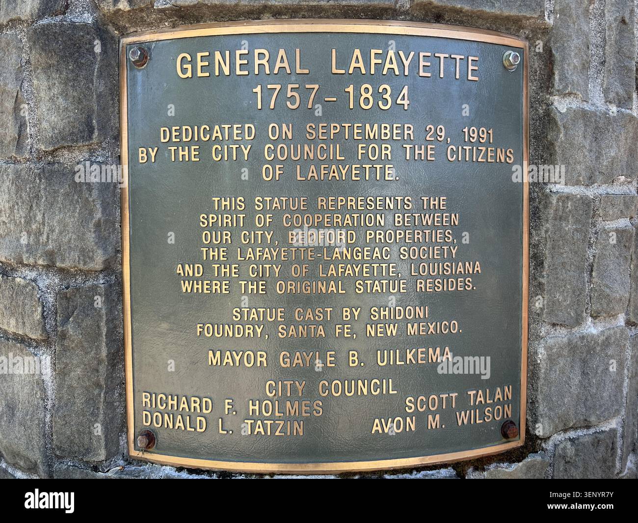 Historical marker plaque for General Lafayette statue, Lafayette ...