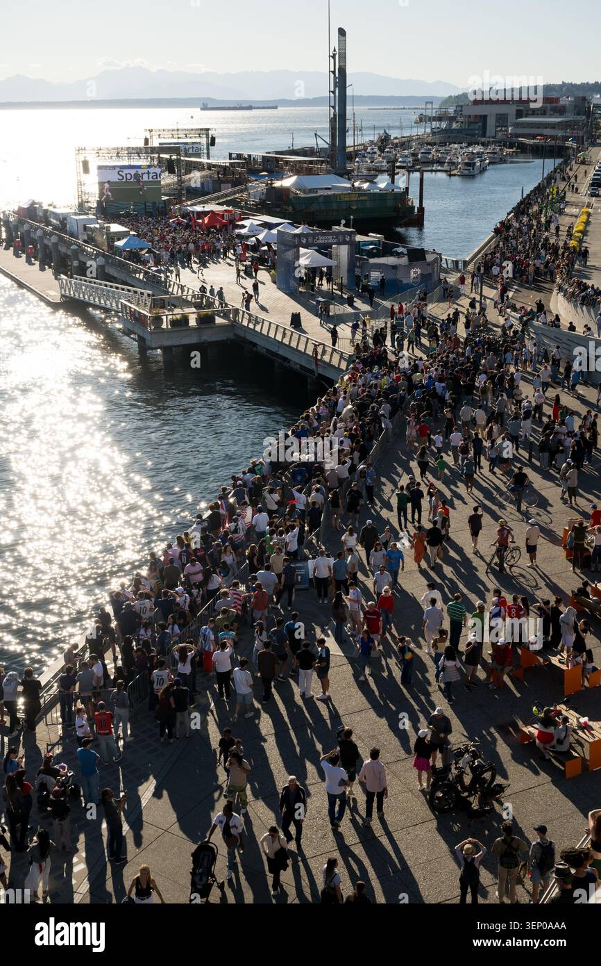 Seattle, USA. 12th Jun 2026. Thousands of fans flood the waterfront for ...