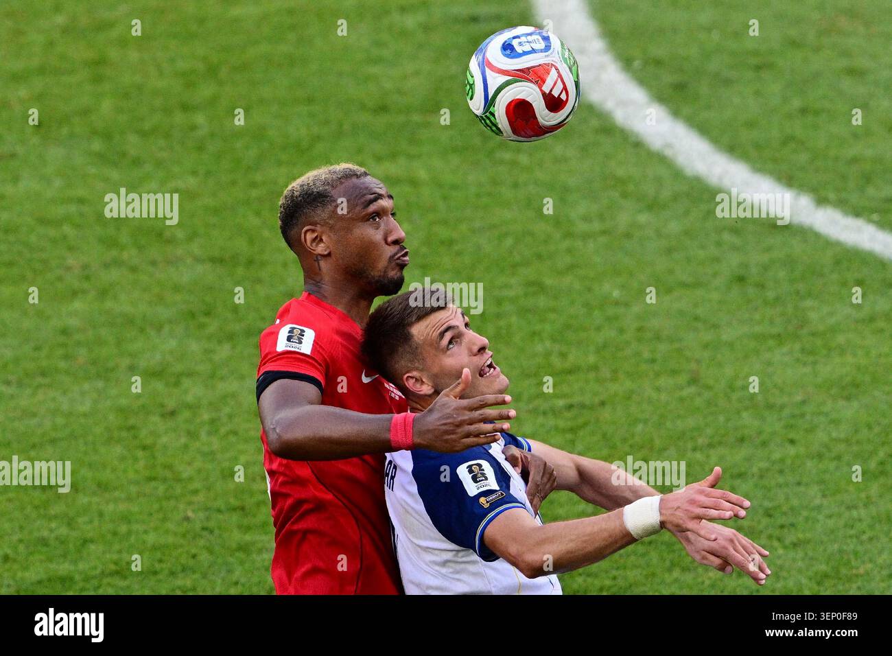 Canada's Cyle Larin (9) and Bosnia and Herzegovina's Samed Bazdar (9 ...