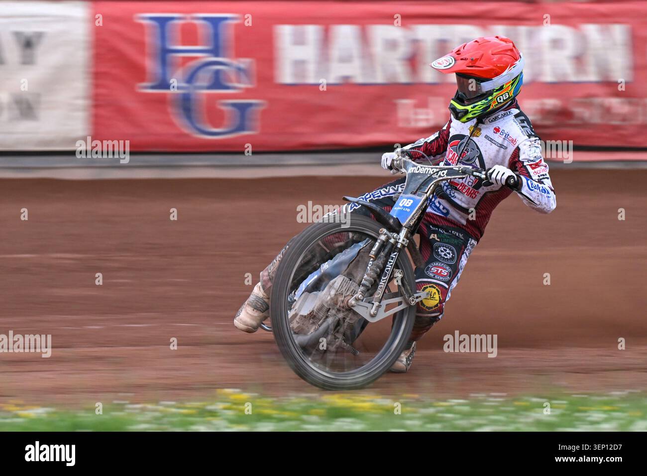 Nicolai Klindt of Redcar Bears leads during Heat 10 of the Maxicab KO ...