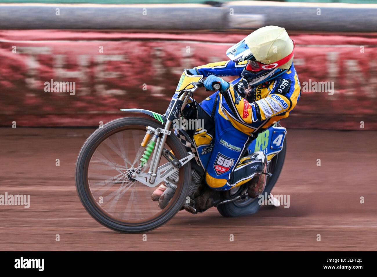 Ben Barker of Plymouth Gladiators in second place during Heat 10 of the ...
