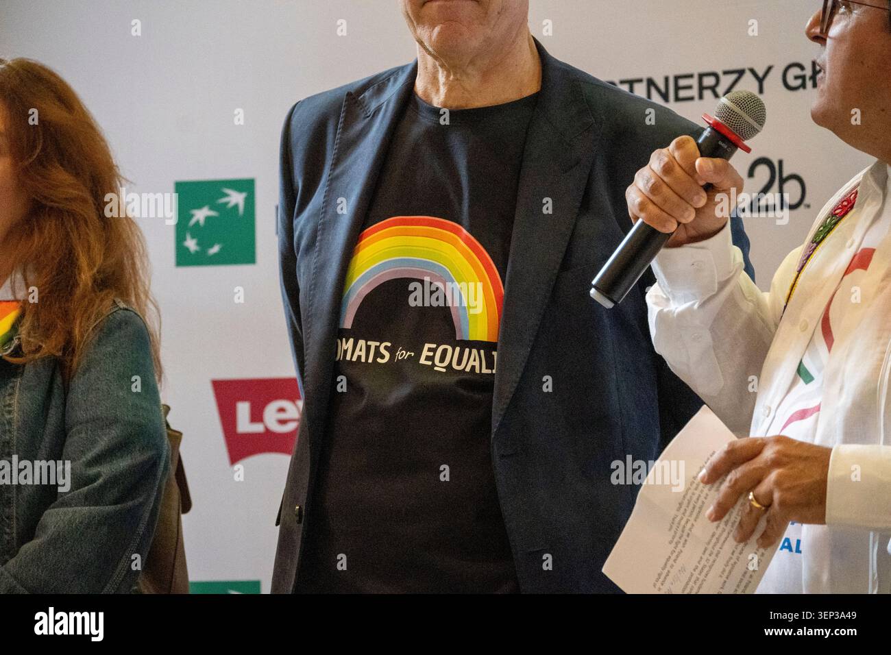 Warsaw, Poland. 13 June 2026. "Diplomats for equality" t-shirt Seen ...